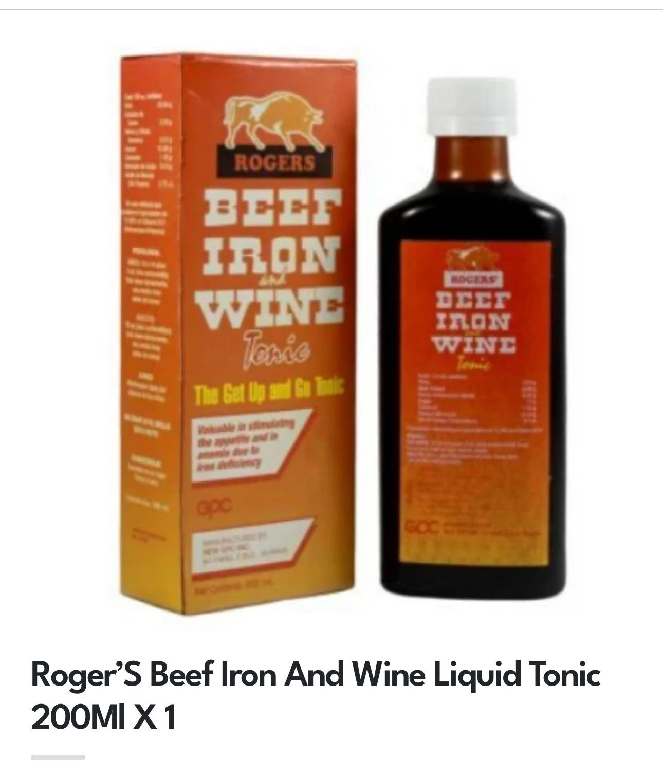 Rogers’ Beef Iron & Wine Liquid Tonic (200 ml) – Bedessee Marketplace